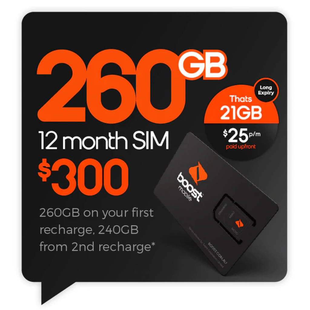 Boost $300 (Pay $247) Prepaid SIM Starter Kit (Get 265GB data if ...